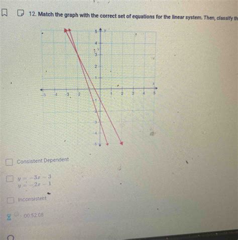 Solved 12 Match The Graph With The Correct Set Of Equations For The Linear System Then