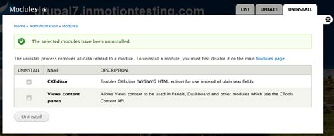 how to uninstall a module in drupal 7 inmotion hosting