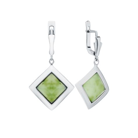 Серебряные серьги с нефритом Sunlight 82800201 белое серебро 925 пробы нефрит — купить в Санкт