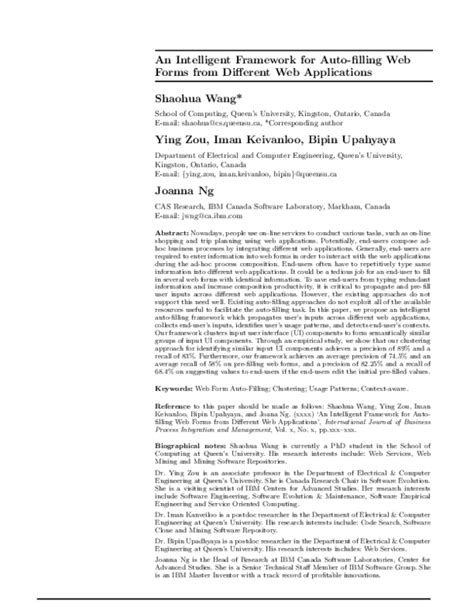 Pdf An Intelligent Framework For Auto Filling Web Forms From Different Web Applications