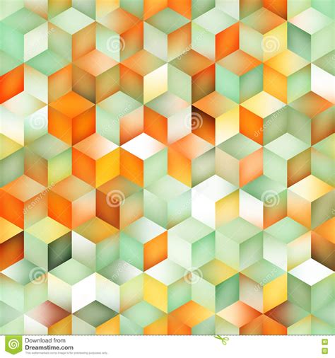 Vector Seamless Multicolor Gradient Cube Shape Rhombus Grid Geometric Pattern Stock Vector