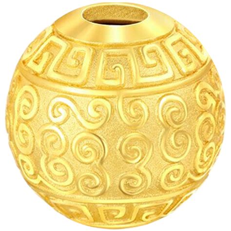 绳艺黄金珠子加厚散珠祥云单颗转运珠男款纯金圆珠云纹金珠 虎窝淘