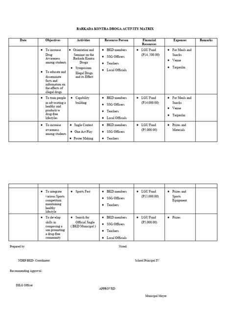 Activity Matrix Pdf