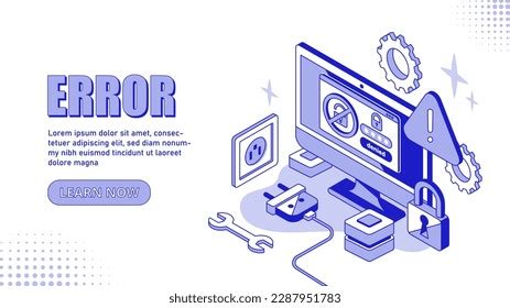 Error Banner Concept Computer Monitor Error Stock Vector Royalty Free Shutterstock