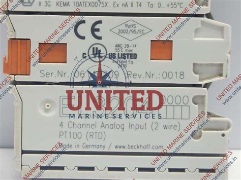 BECKHOFF EL3204 4 CHANNEL ANALOG INPUT MODULE REV 0018 LOT OF 2 United Marine Services