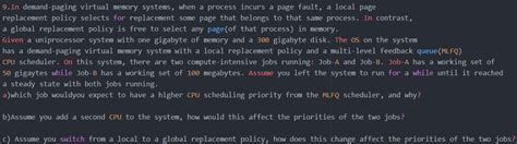 solved 9 demand paging virtual memory systems when a