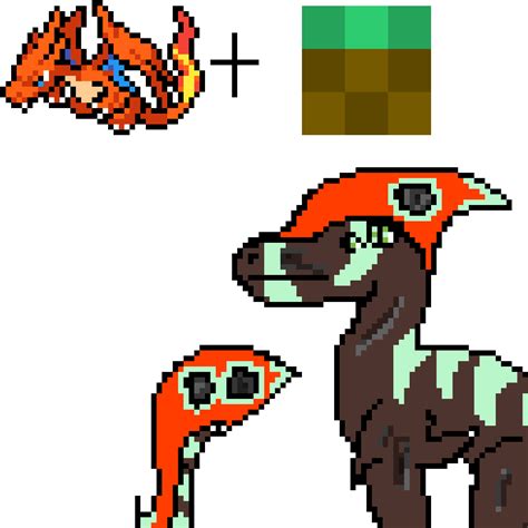 Download Pixel Art Dinosaurand Minecraft Grass Block