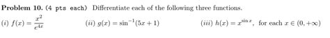 solved problem 10 4 ﻿pts each ﻿differentiate each of the
