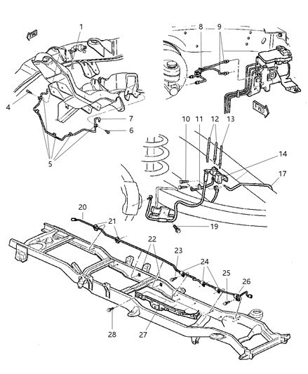 Lines And Hoses Brake Front And Chassis 1999 Dodge Ram 2500 Regular Cab
