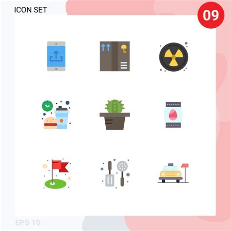 9 Flat Color Concept For Websites Mobile And Apps Egg Cactus Radioactive Meal Food Editable