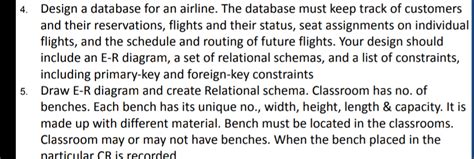 Design A Database For An Airline The Database Must Keep Track Of Custome
