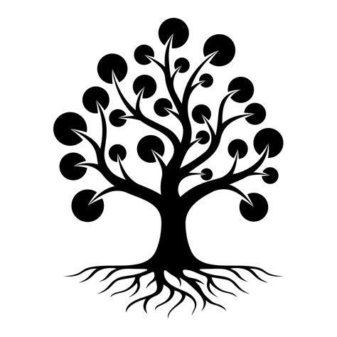 Tree Silhouette With Root Vector Decoration Vector Art At Vecteezy