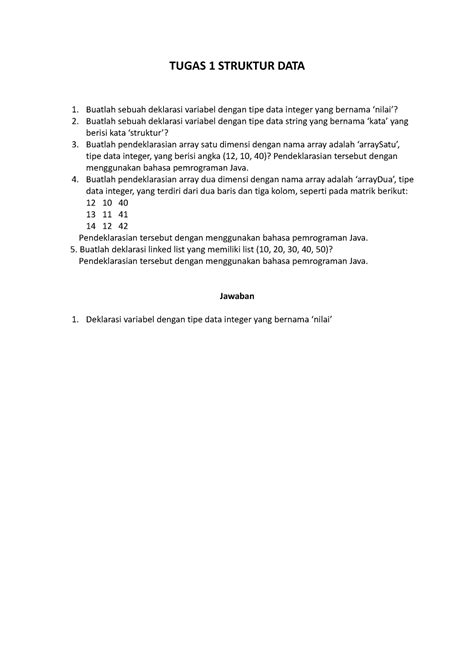 Tugas 1 Struktur Data Very Helpful Tugas 1 Struktur Data 1 Buatlah