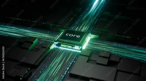 Central Computer Processors Cpu Concept Digital Pulses And Signals From The Chip Propagate