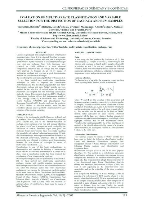 pdf evaluation of multivariate classification and variable selection
