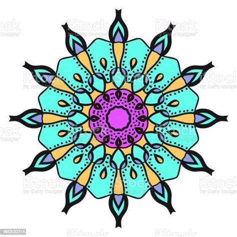 손그리기 만다라와 꽃 형상 패턴입니다 벡터 일러스트입니다 직물 섬유 두건 Scarg 인쇄에 대 한 꽃 식물에 대한 스톡 벡터 아트 및 기타 이미지 Istock