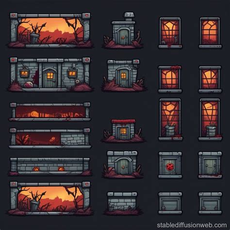 Ui Sprite Sheet For A Zombie Tower Defense Game Prompts Stable