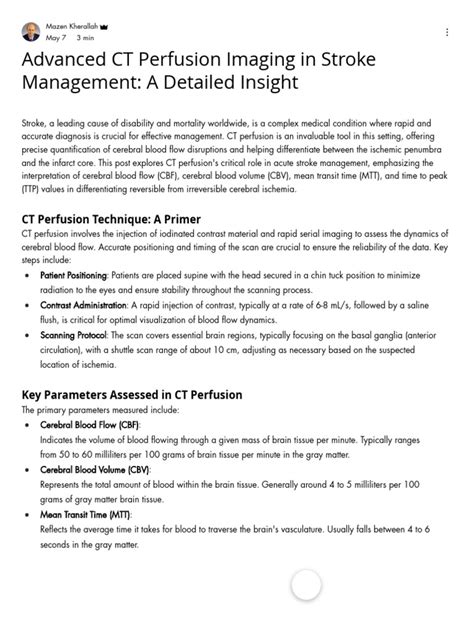 Advanced Ct Perfusion Imaging In Stroke Management A Detailed Insight