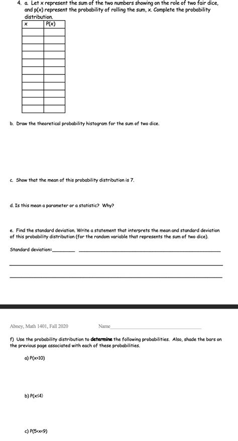 Solved A Let X Represent The Sum Of The Two Numbers Chegg Com