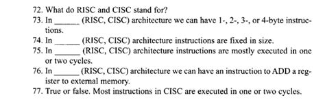 Solved What Do Risc And Cisc Stand For In Risc Cisc