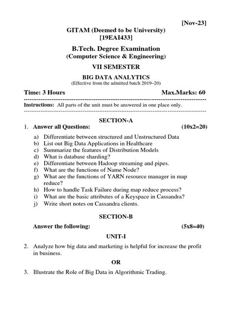 19eai433 big data analytics pdf apache hadoop big data