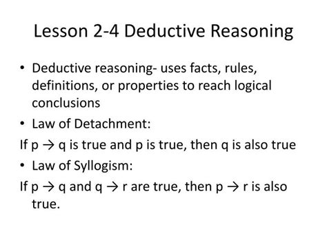 PPT Lesson 2 4 Deductive Reasoning PowerPoint Presentation Free Download ID 5670730