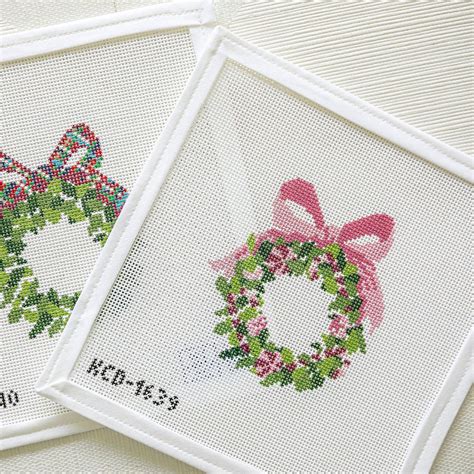 Pink Wreath With Candy Canvas Greystone Needlepoint