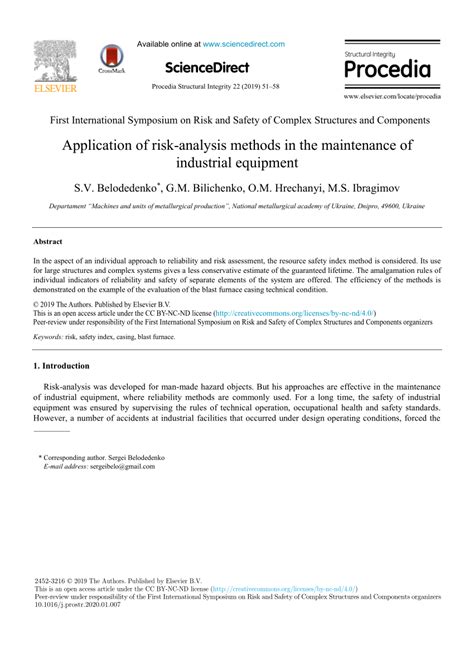 pdf application of risk analysis methods in the maintenance of industrial equipment
