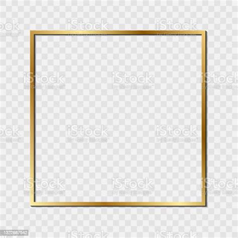투명한 배경에 고립된 그림자가 있는 골드 빛나는 빈티지 프레임 골든 럭셔리 사실적인 직사각형 테두리 벡터 그림입니다 Png 건설 프레임에 대한 스톡 벡터 아트 및 기타