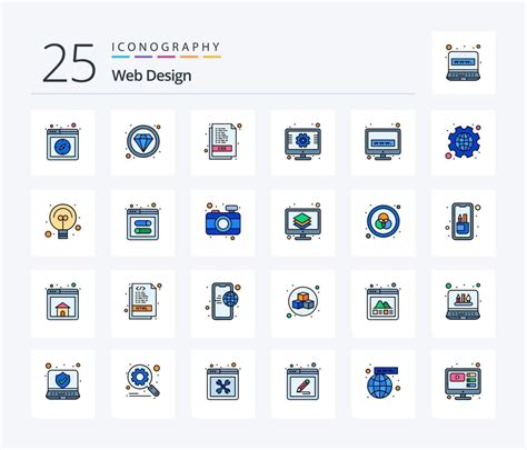 Web Design 25 Line Filled Icon Pack Including Technology Web Css