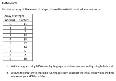 Solved BUBBLE SORT Consider An Array Of 10 Element Of Chegg Com