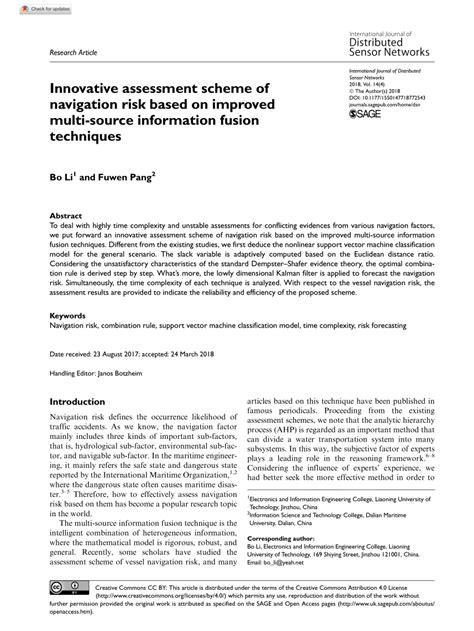 Pdf Innovative Assessment Scheme Of Navigation Risk Based On Improved Multi Source Information
