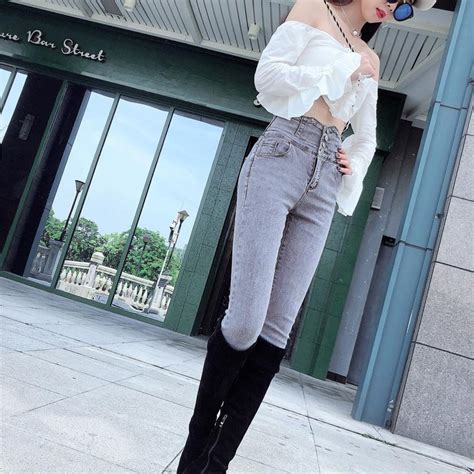 กางเกงยีนส์ผู้หญิง ขากว้าง ผ้ายีนส์ กางเกง สีทึบ นักเรียน แฟชั่น ขนาดใหญ่ หลวม สไตล์เกาหลี เอว