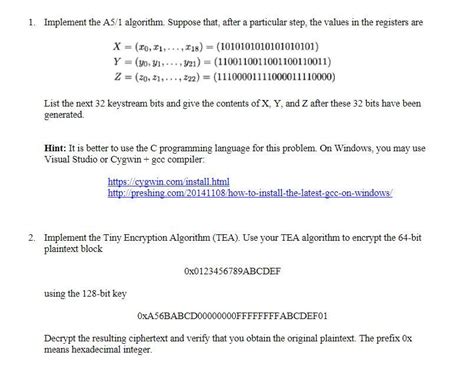 Solved 1 Implement The A5 1 Algorithm Suppose That After Chegg
