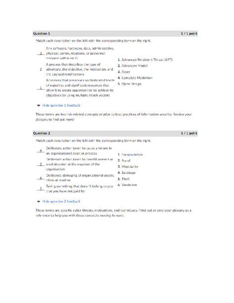 CYB Module Knowledge Check Question Point Match Each Description On The Left