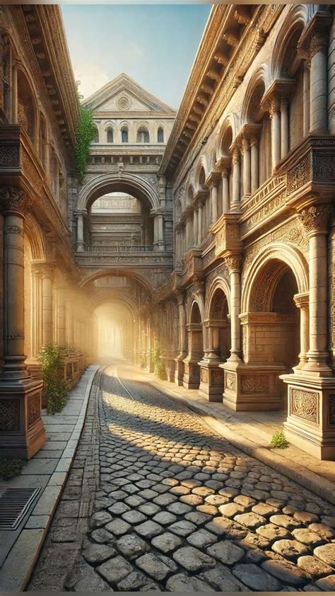 Beautiful European Influenced Greco Roman Cobblestone Pathway Roman