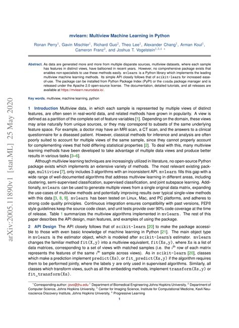 Pdf Mvlearn Multiview Machine Learning In Python