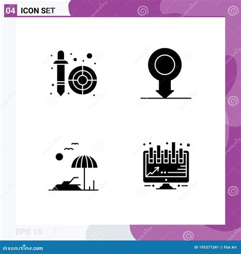 Editable Vector Line Pack Of Simple Solid Glyphs Of Color Picker Tree