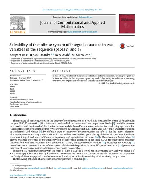 Solvability Of The Infinite System Of Integral Equations In Two Variables In The Pdf Measure