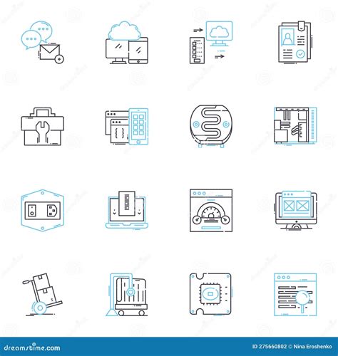 Data Intelligence Linear Icons Set Analytics Insights Predictions Trends Visualization