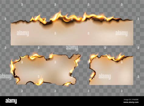 Beige Parchment Sheets With Glowing Edges And Bright Fire Flames