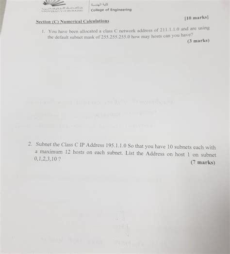 Section C Numerical Calculations 1 You Have Been Chegg Com