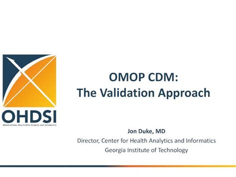 pdf omop cdm the validation approach · ohdsi creates two types of software etl software