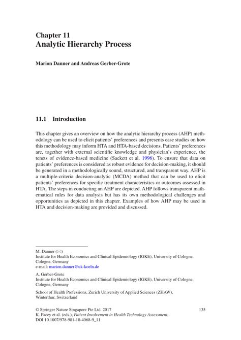 Pdf Analytic Hierarchy Process