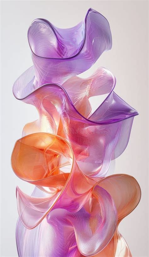 Abstract Shapes In Vibrant Hues Of Purple Orange And Pink Creating A Fluid Dynamic