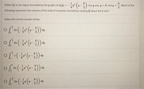 solved define q as the region bounded by the graphs of uly