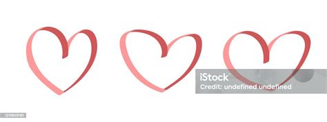 흰색 배경에 고립 된 리본으로 만든 분홍색 하트 실루엣의 벡터 세트입니다 사랑의 상징 2월에 대한 스톡 벡터 아트 및 기타 이미지 2월 개체 그룹 공휴일 Istock