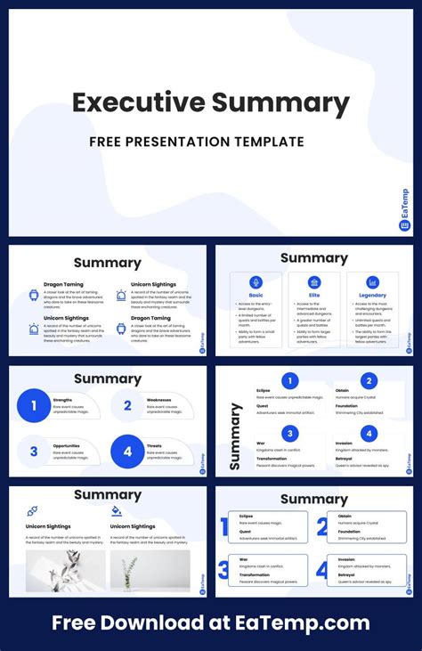 Executive Summary PPT Presentation Template EaTemp