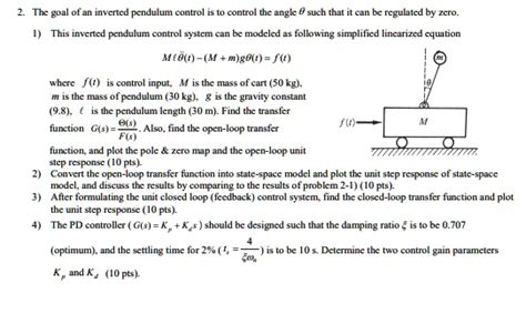 The goal of an inverted pendulum control is to control the angle θ such that it can be