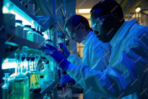 Two Men Conducting Biomass Sampling In A Lab Premium Ai Generated Image